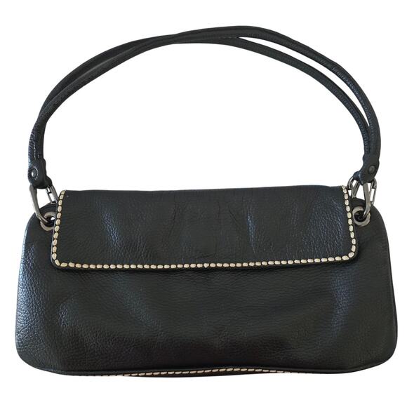Plinio Visona | Bags | Plinio Visona Black Pebbled Leather Shoulder Bag ...